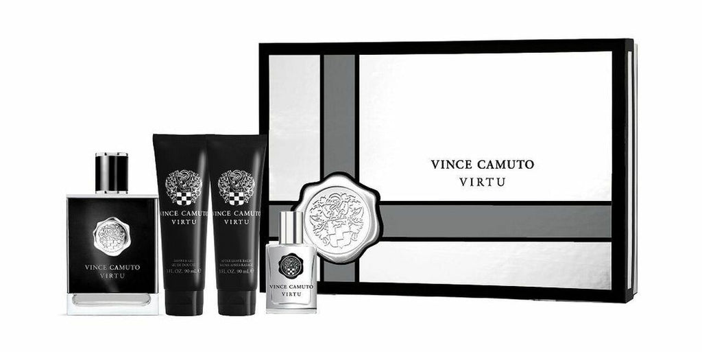Vince Camuto Virtu Men Set 3.4oz EDT & .5oz EDT & 3oz ASB & 3oz Shower ...