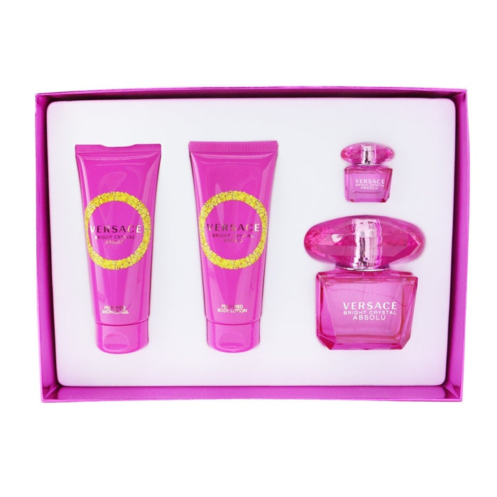 Versace Bright Crystal Absolu 3oz EDP & 3.3oz BSG & 3.3oz Body Lotion ...