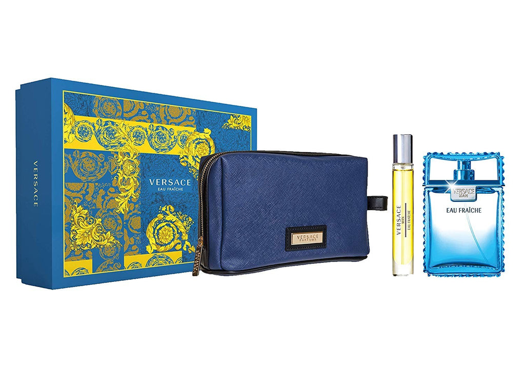 Versace Man Eau Fraiche 3.4oz EDT & .34oz EDT Mini & Bag – AuraFragrance